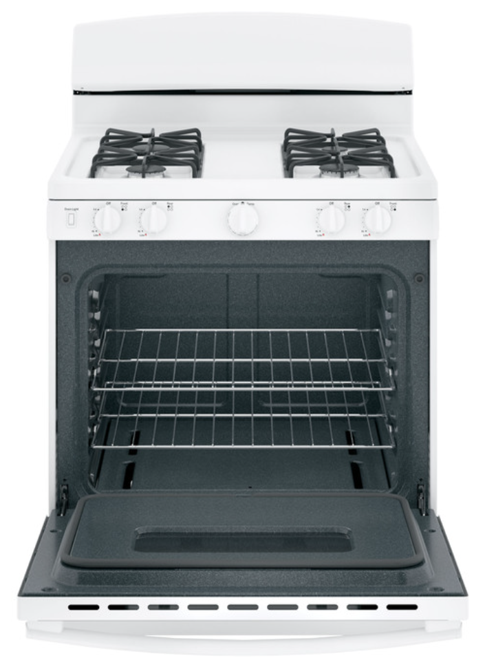 GE® 30″ Free-Standing Front Control Gas Range – Expo by Appliances Plus